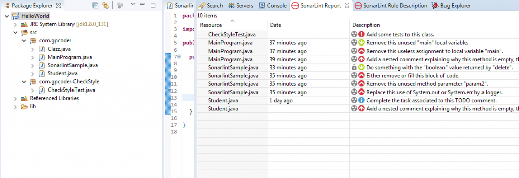 Hướng dẫn sử dụng plugin SonarLint trong Eclipse - GP Coder (Lập trình Java)