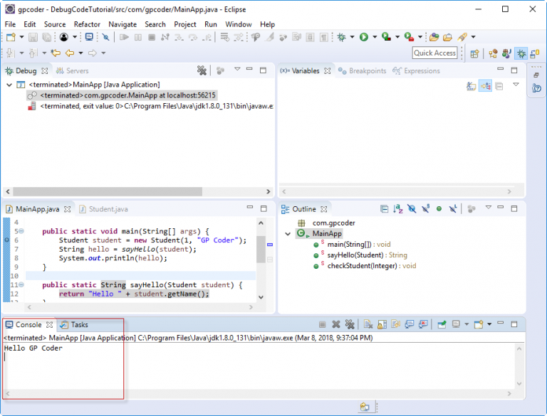 Hướng dẫn debug code trong eclipse - GP Coder (Lập trình Java)